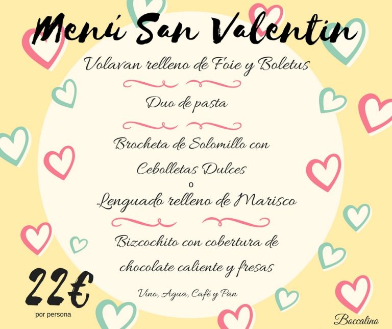 Menú San Valentin | Restaurante Boccalino